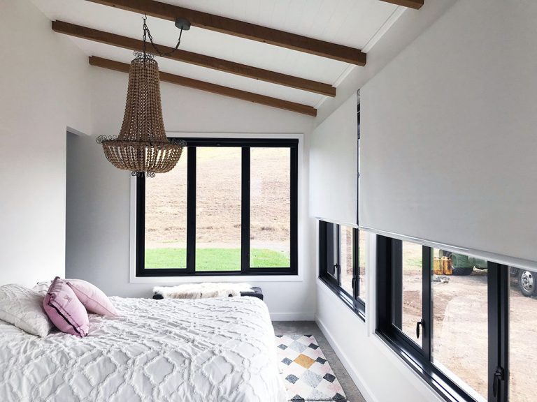 Custom roller blinds for quirky corner window | Gecco Blinds